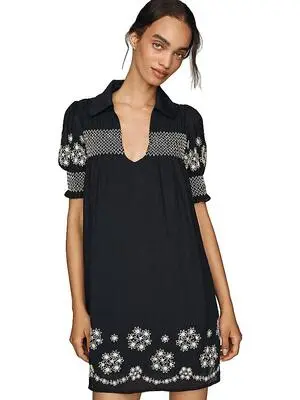 Anthropologie By Anthropologie Puff Sleeve Mini Dress Black