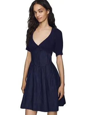 Anthropologie Sweater-knit Overlay Cotton Mini Dress - Navy