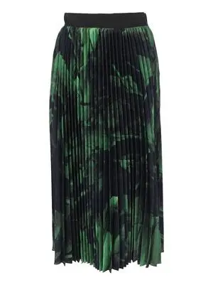 Off-White Pleated Graphic Print Skirt - Black