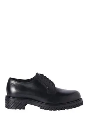 Off-White Military Lace-up Derby With Embossed Logo And Lug Sole - Black