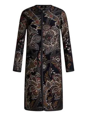 Etro Reversible Chenille Jacquard Coat - Black