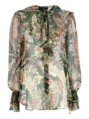 Etro Floral-printed Ruffled Shirt - Nude
