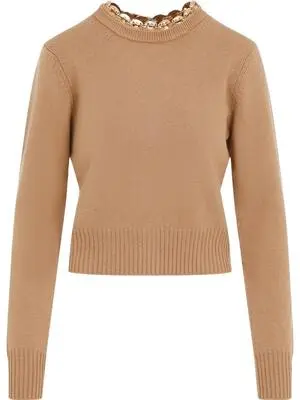 Rabanne Embellished Crewneck Jumper - Nude