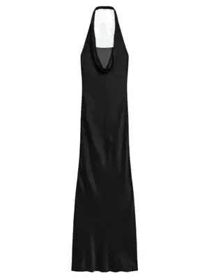 Helmut Lang Silk U-neck Maxi Dress - Black