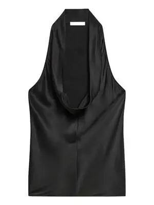 Helmut Lang Silk Cowl Neck Top - Black