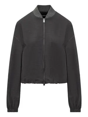 Fabiana Filippi Cropped Zip-up Jacket With Embellishments - Black