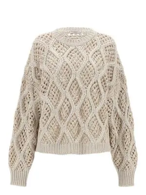 Brunello Cucinelli Sequin Embellished Knitted Jumper - Beige