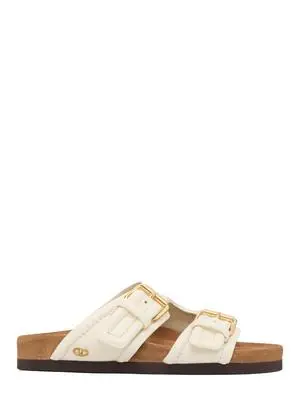 VALENTINO Valentino Logo Plaque Double-Strap Slip-On Slides