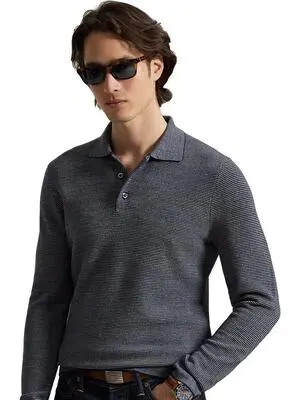 Ralph Lauren Striped Performance Polo-collar Sweater - Navy Combo