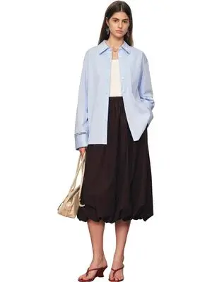 Fabrique Eva Relaxed Cotton Shirt With Openwork Trim - Blue