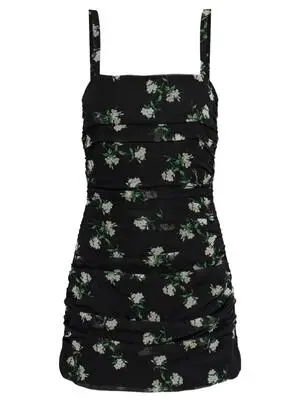 Dolce & Gabbana Floral Print Ruffle Mini Dress - Black