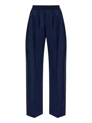 Kenzo Wool Trousers With Embroidered Logo - Blue