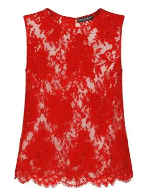 Dolce & Gabbana Chantilly Lace Sleeveless Top - Red