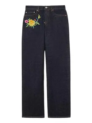 Kenzo Wildflower Straight-leg Japanese Denim Trousers - Blue