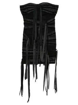 Attico Mini Dress With Fringes - Black