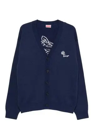 Kenzo Floral Embroidered Cardigan - Blue