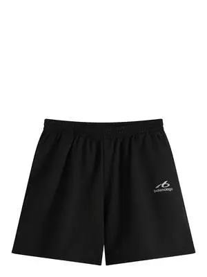 Balenciaga Cotton Sweat Shorts With Graphic Logo - Black