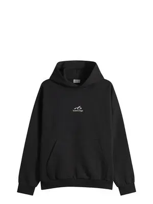 Balenciaga Logo Regular Fit Hoodie - Black