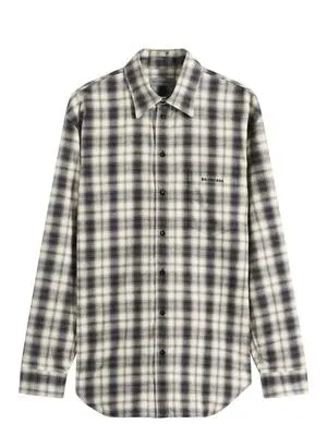 Balenciaga Regular Fit Check Flannel Shirt - White/black