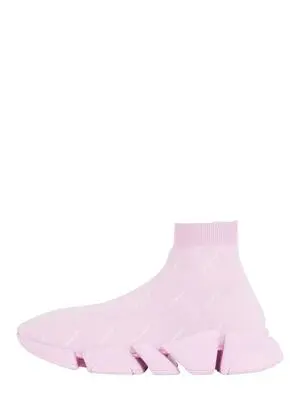 Balenciaga Speed 2.0 Logo Knit Sneakers - Pink/white