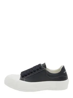 Alexander McQueen Alexander McQueen Leather Deck Plimsoll Navy Blue