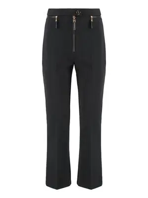ELISABETTA FRANCHI Elisabetta Franchi Double Crepe Trousers With Tonal Piping And Enamel Logo Button