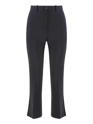 Elisabetta Franchi Cropped Flared Trousers With Side Slit Hem - Black