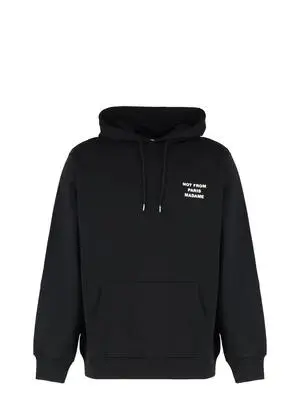 Drole De Monsieur Slogan Cotton Hoodie - Black