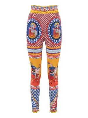 DOLCE & GABBANA Dolce & Gabbana Carretto Print Silk Leggings