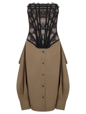 Giuseppe Di Morabito Lace Corset Mini Dress - Beige