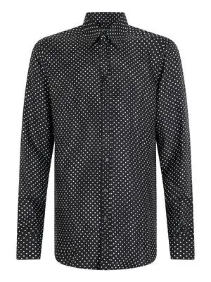 DOLCE & GABBANA Dolce & Gabbana Men's Silk Twill Polka Dot Long-Sleeve Button-Up Shirt