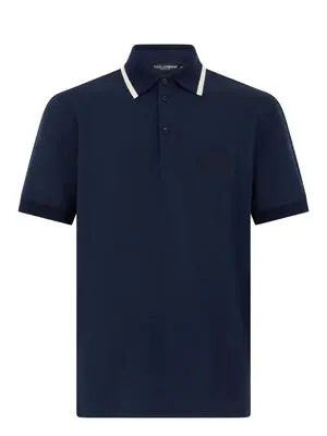 Dolce & Gabbana Short-sleeve Polo Shirt With Pointed Collar - Blue