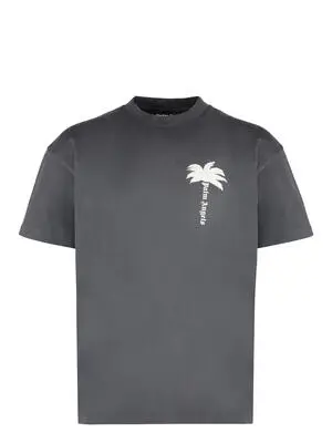 Palm Angels Palm Tree-print Cotton T-shirt - Grey