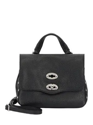 ZANELLATO Postman Baby Handbag In Hammered Leather - Black