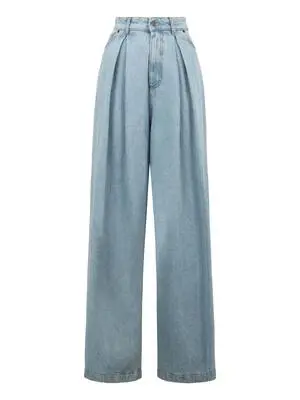 Giuseppe Di Morabito Wide-leg High-waist Pleated Jeans In Lightweight - Denim