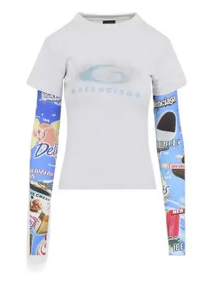 Balenciaga Balenciaga Double Sleeve Cotton T-Shirt White