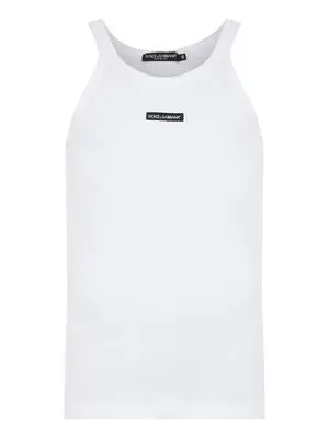 Dolce & Gabbana Logo Ribbed Mini Tank Top - White