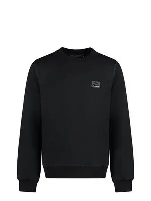 Dolce & Gabbana Ribbed Cotton Crew-neck Sweatshirt - Black