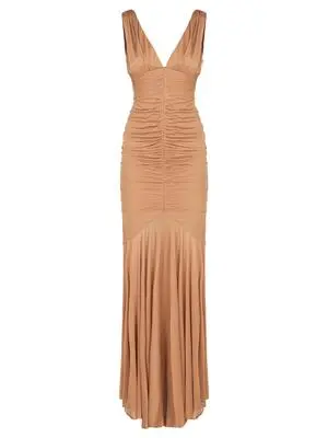 Giuseppe Di Morabito Draped V-neck Midi Dress - Beige