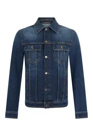 Dolce & Gabbana Classic Fit Denim Shirt Jacket With Button Cuffs And Side Pockets - Blue