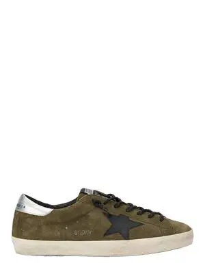 GOLDEN GOOSE Classic Suede Lace-up Sneakers With Star Detail And Metallic Heel - Khaki