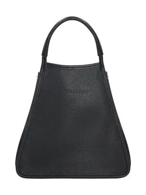 Longchamp Le Foulonné Grainy Leather Handbag - Black
