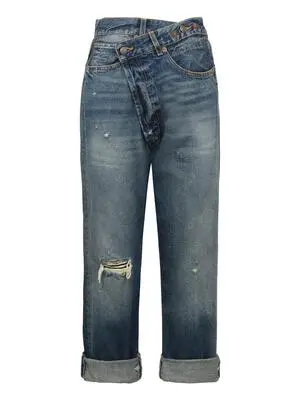 R13 R13 Crossover Distressed Skinny Jeans