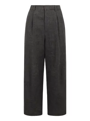 R13 Wide-leg Pleated Wool-blend Trousers - Grey