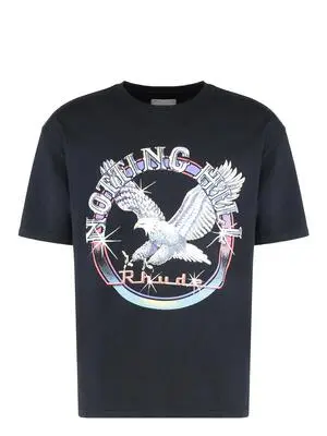 Rhude Cotton T-shirt With Front Print - Black