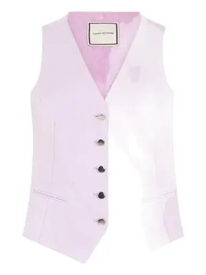 0205 TAGLIATORE Tagliatore 0205 Linen Vest With Contrast Buttons - Lilac