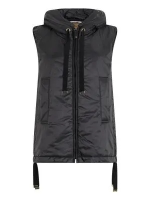 Max Mara Padded Hooded Vest With Adjustable Side Laces - Black