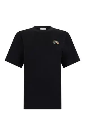 Burberry Embroidered Logo Cotton T-shirt - Black