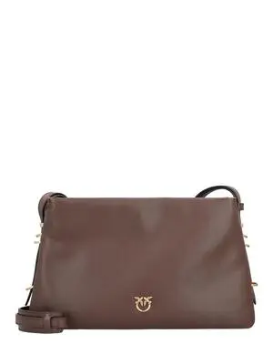 Pinko Calf Leather Mini Crossbody Handbag - Brown