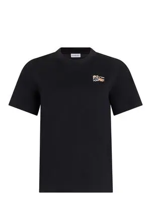 Burberry Tartan Detail Cotton T-shirt - Black